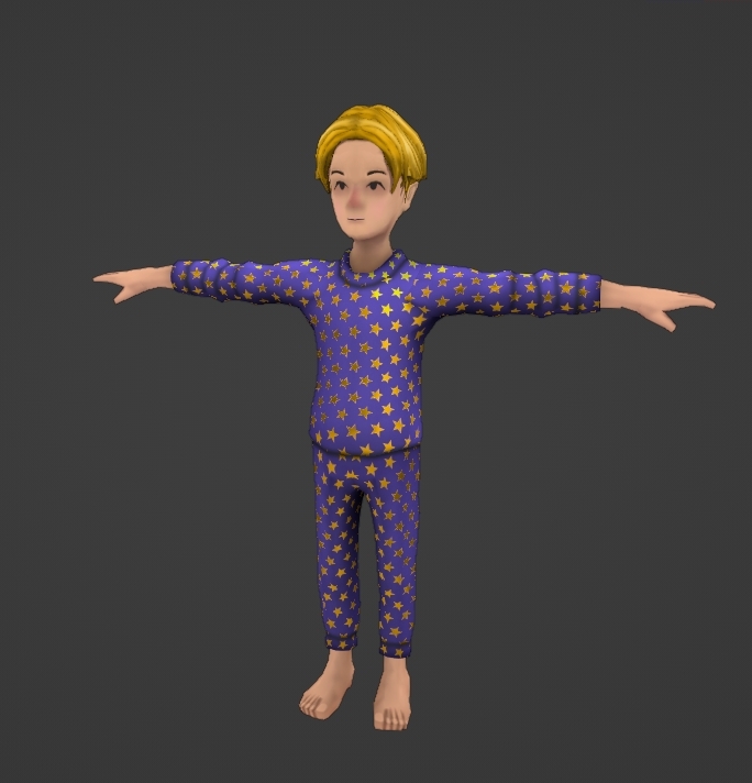 Character Pajama Boy Lowpoly rigged