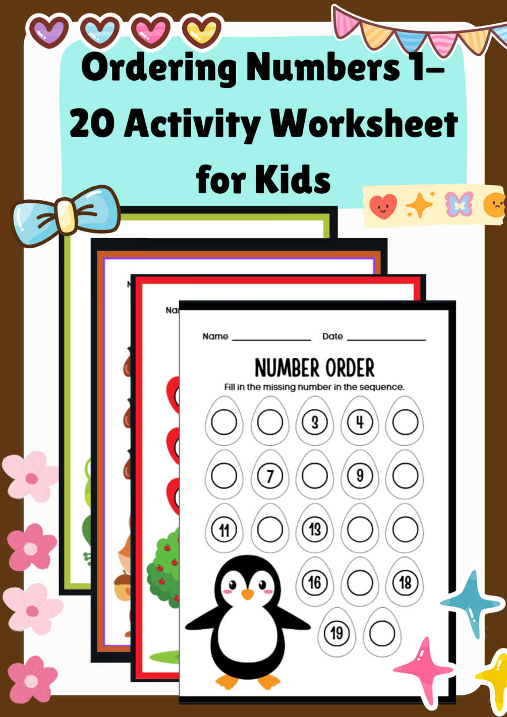 Ordering Numbers 1-20 Activity Worksheet for Kids