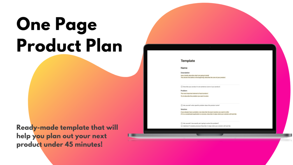 One Page Product Plan