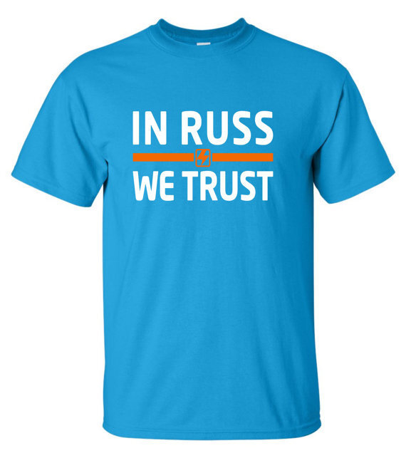 New "In Russ We Trust" Tee Shirt (Blue)