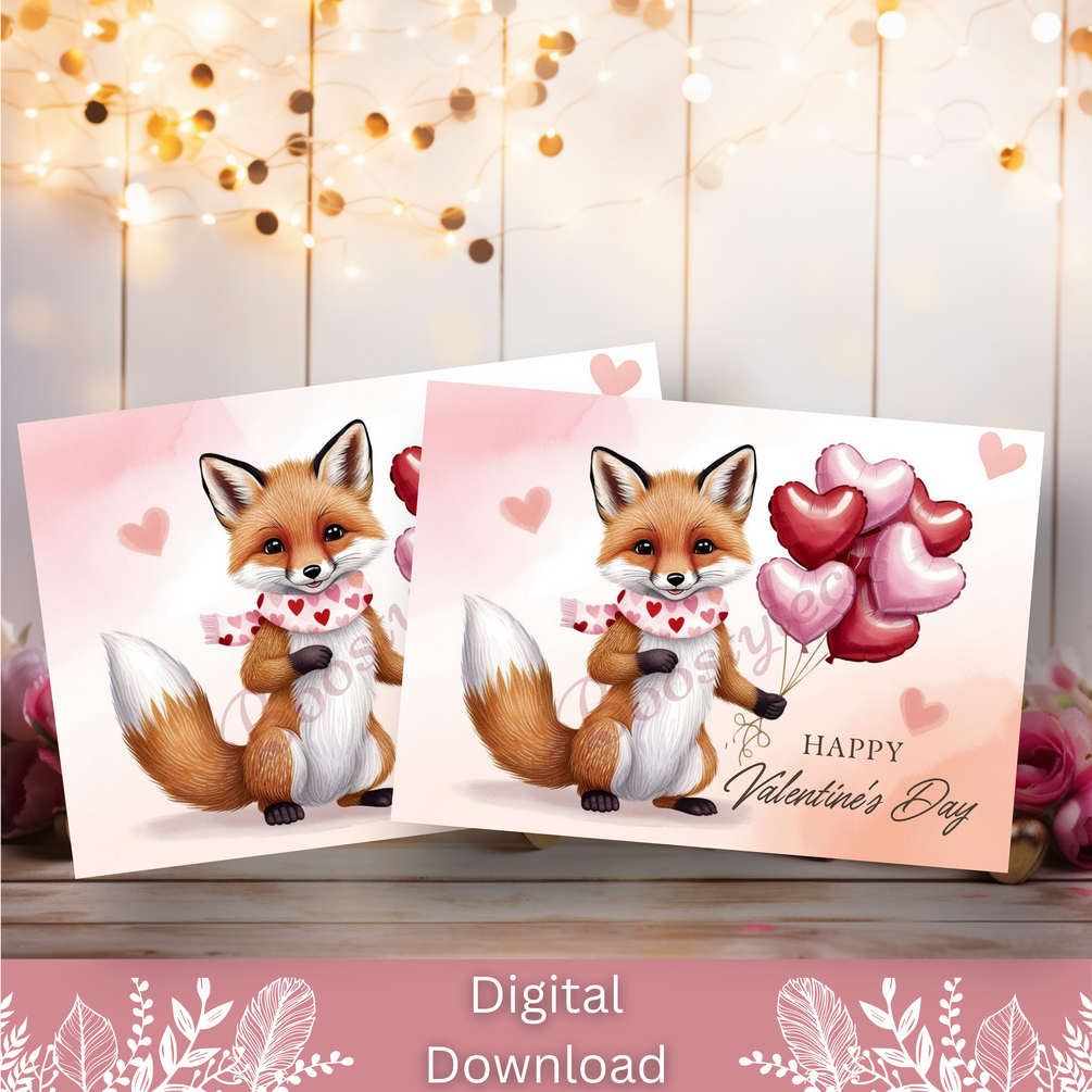 💌 Share the Love with This Adorable Fox Valentine’s Day Card!