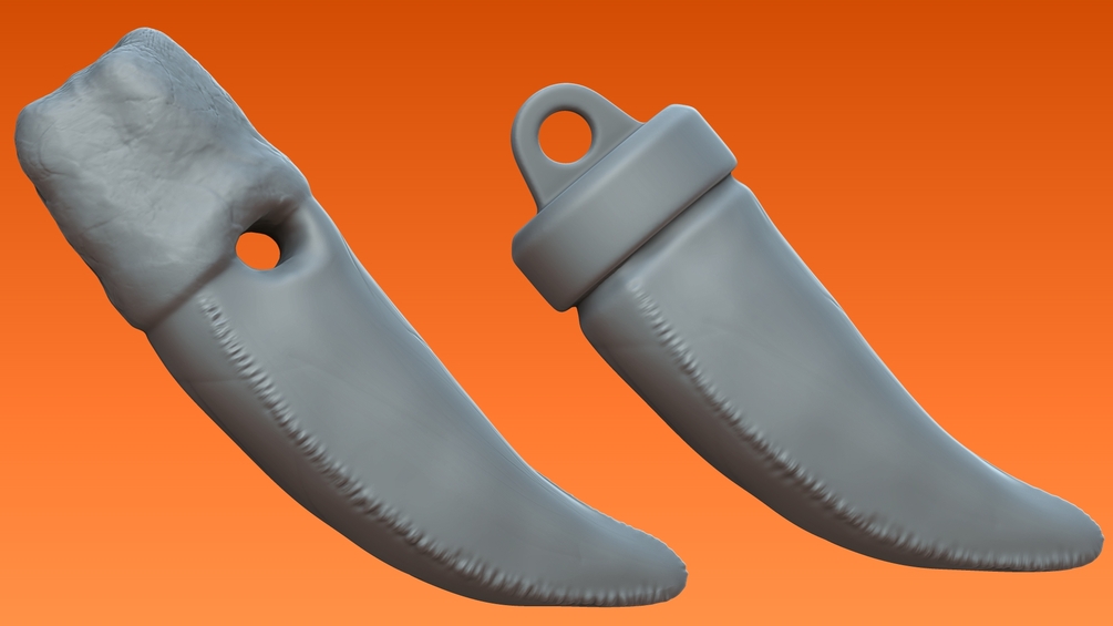 T - Rex tooth pendant necklace ( 1 variaton free) - 3D print