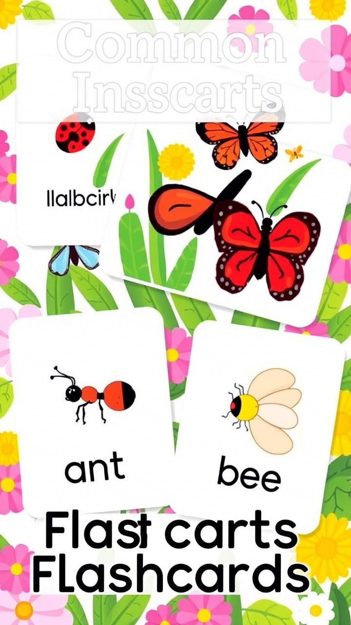 Buzzing Wonders: Kawaii Insect Flashcards for Kids