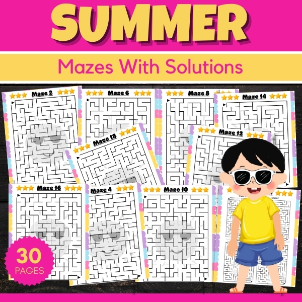 Summer Season Mazes With Solutions - Fun End of the year World Oceans ...