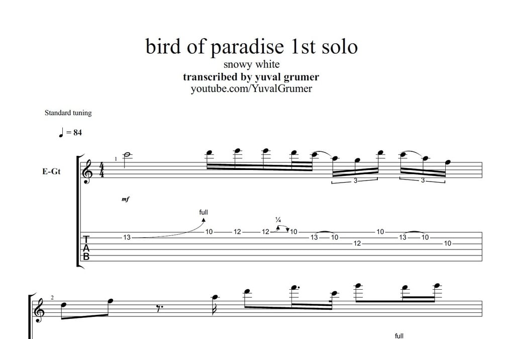 Bird of Paradise / 1st Solo TAB