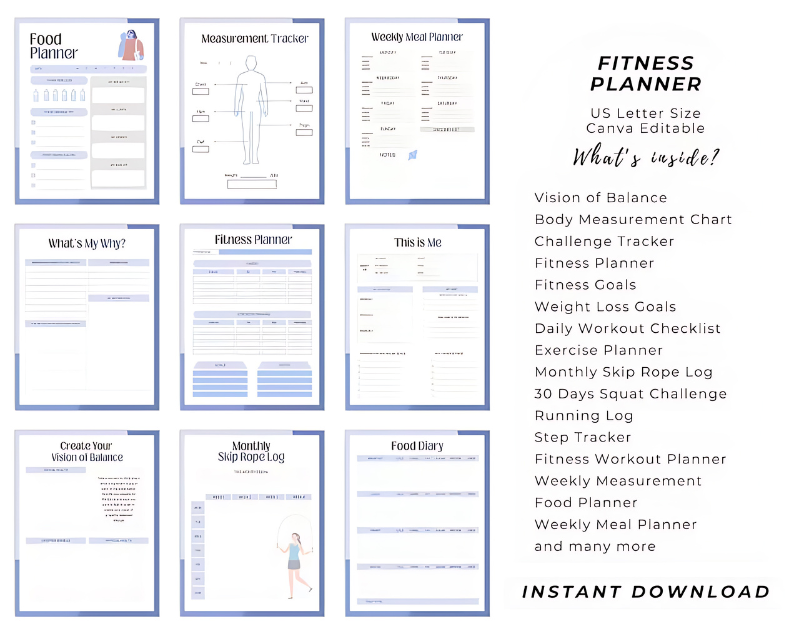All in One Fitness Planner Customizable Weight Loss, Workout, and Meal ...