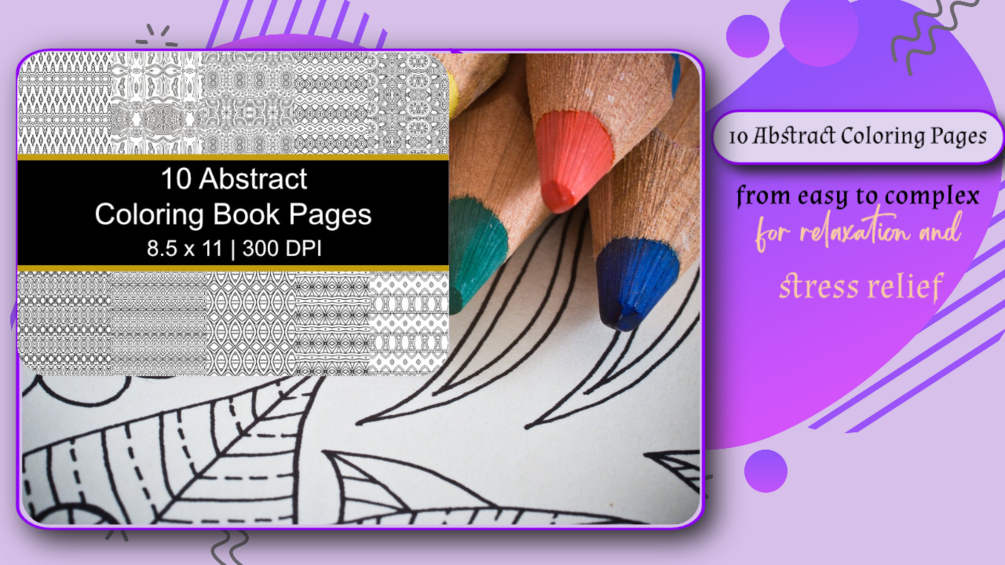 Adult Coloring Therapy: 10 Abstract Designs for Stress Relief & Mindfulness