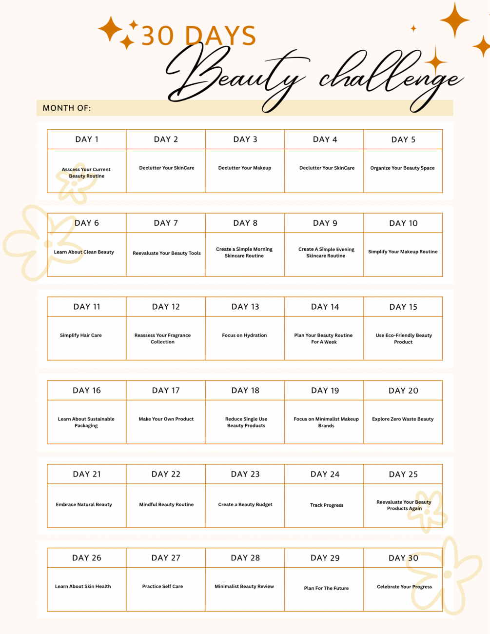 30 Day Beauty Challenge