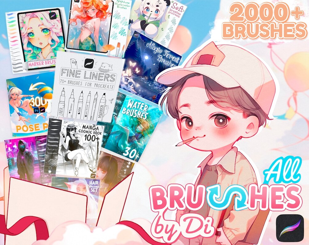 Over 2000+ Procreate Brushes by Di