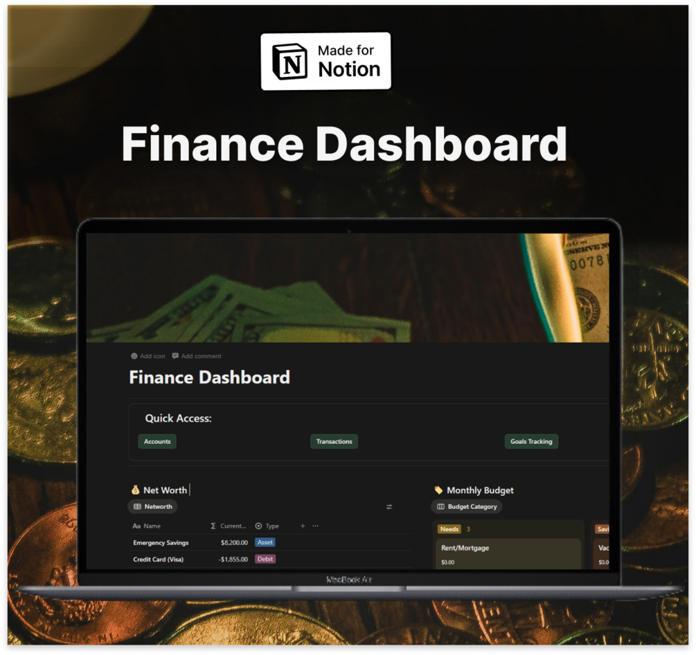 Notion Finance Dashboard Pro - Notion Template
