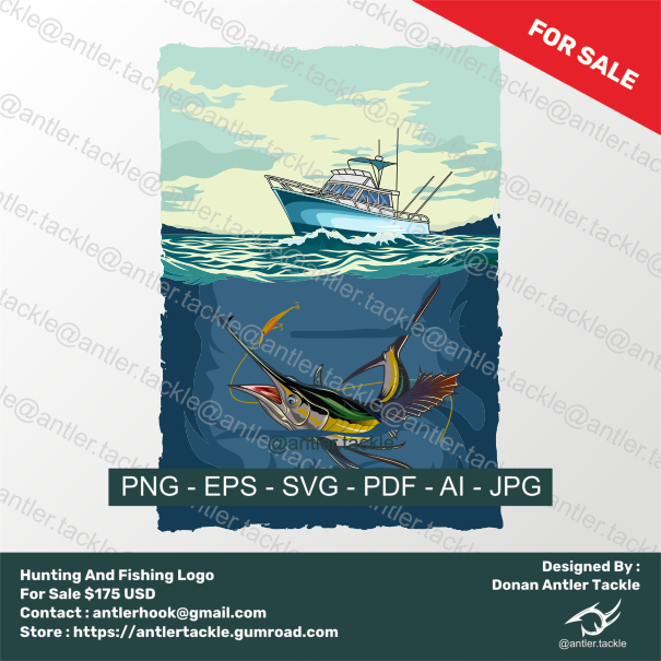Marlin Sailfish Boat Fishing Logo Exclusive License Designed By Donan ...