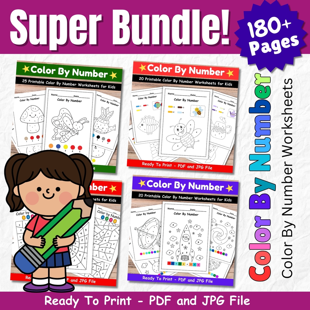 Color by Number Worksheets SUPER Bundle! Fun & Educational Coloring ...