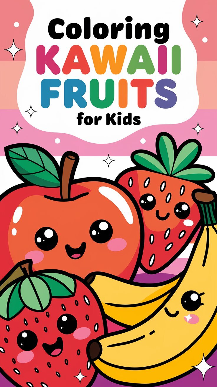 Kawaii Fruits - 19 Coloring Pages
