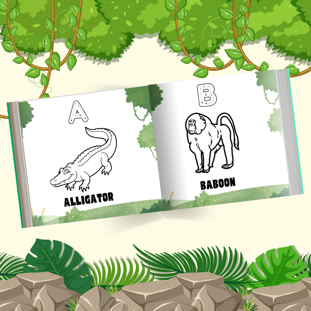 A-Z Jungle Animals Coloring Book (Digital)