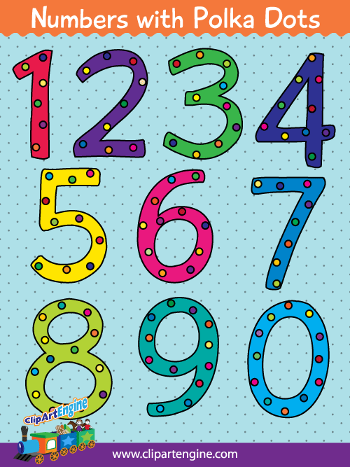 Numbers with Polka Dots Clip Art Collection