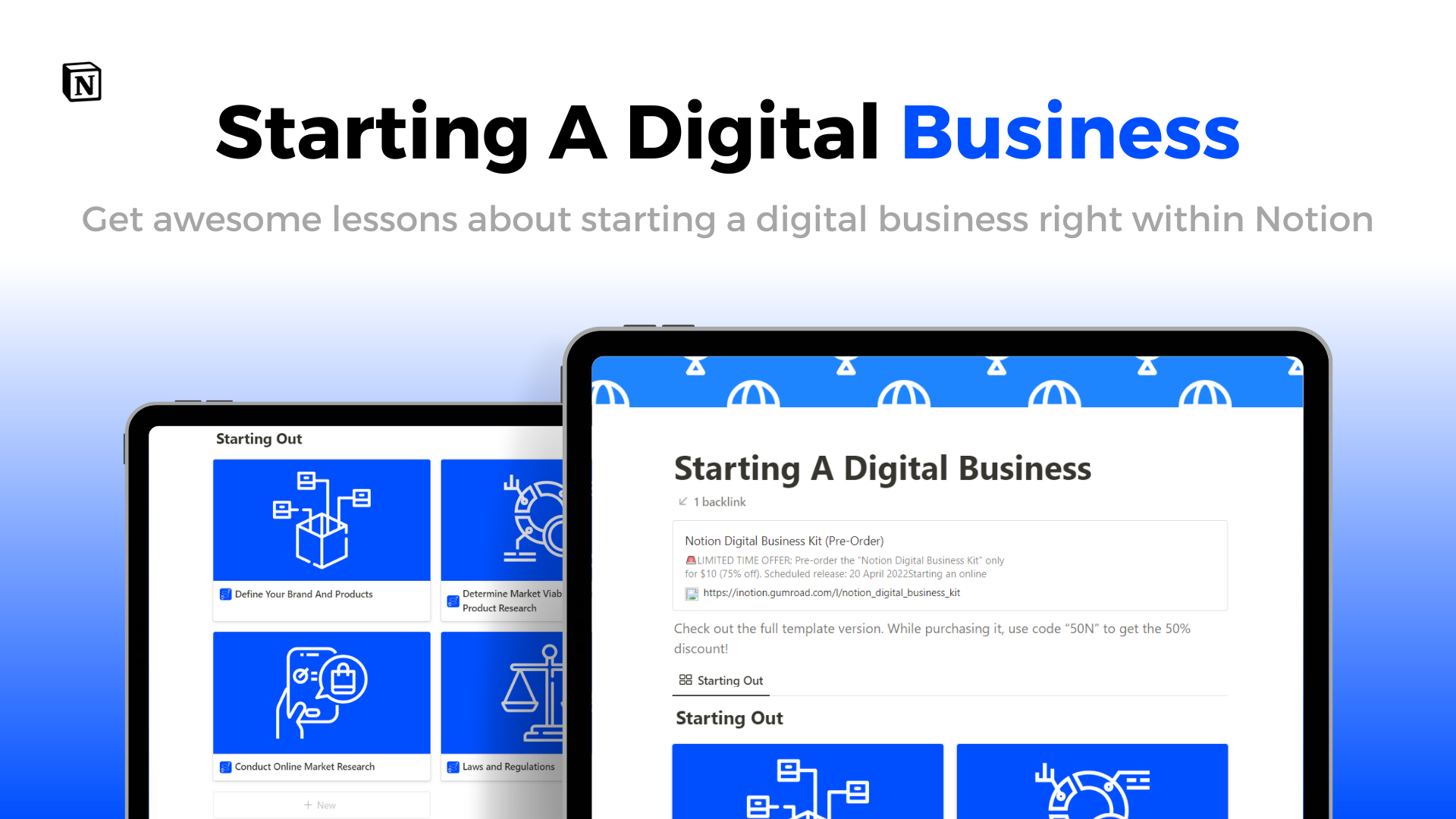 FREE Starting A Digital Business Dashboard - iNotion