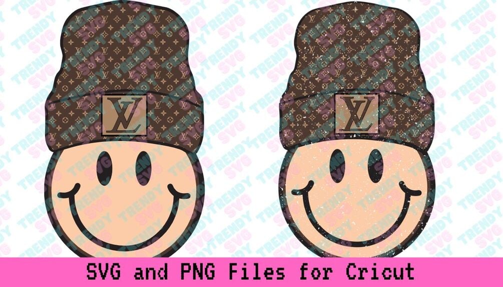 Preppy Png, LV Smiley Face Beanie SVG, Sublimation design, smile face ...