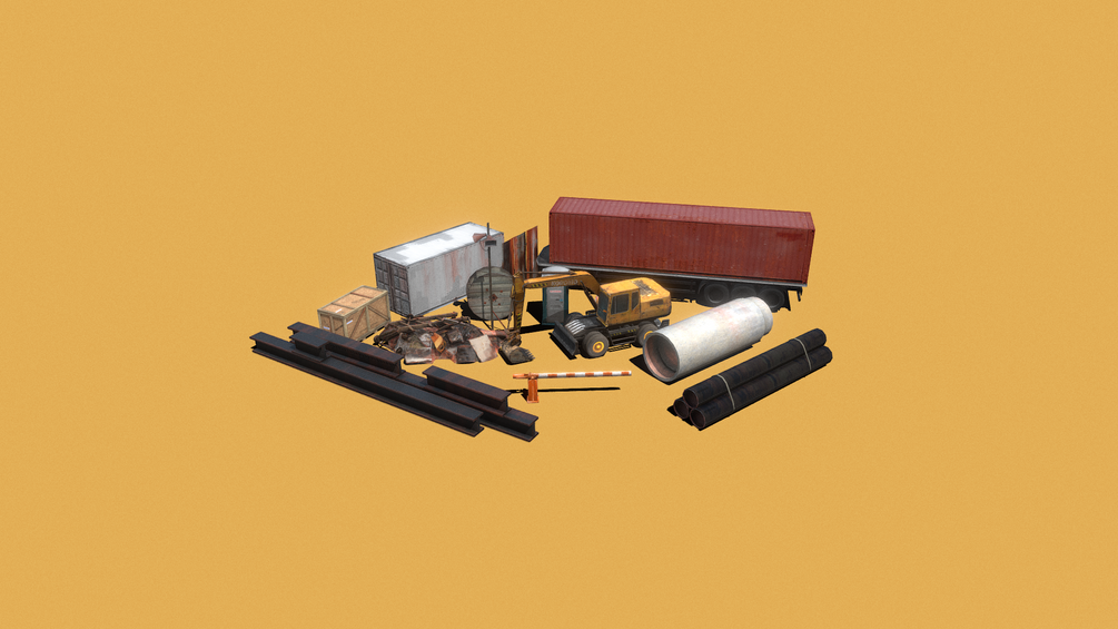 (FREE PRODUCT) Realistic Construction Site Pack Low Poly 3D Model