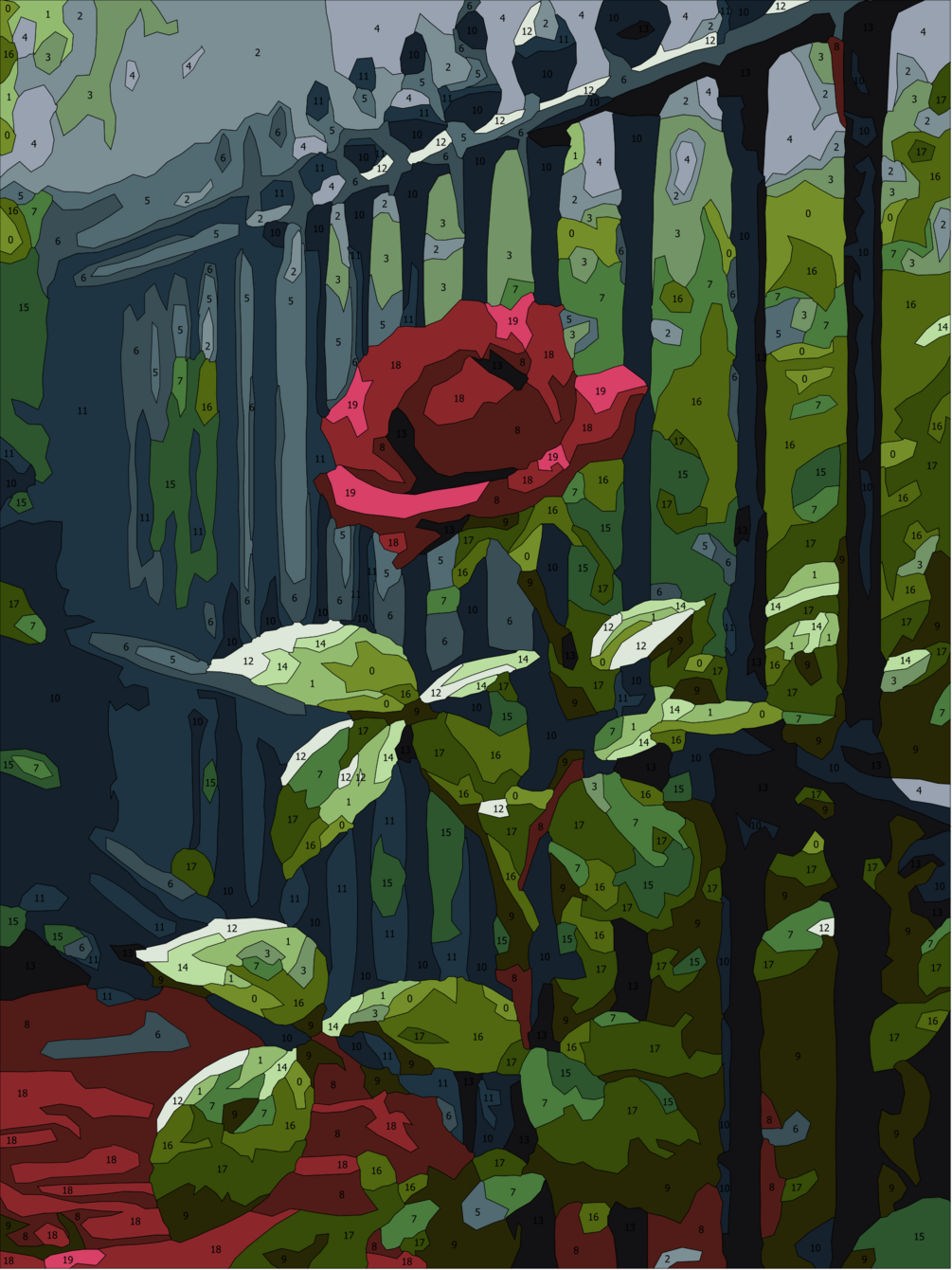 Rose Color by Number Coloring Page