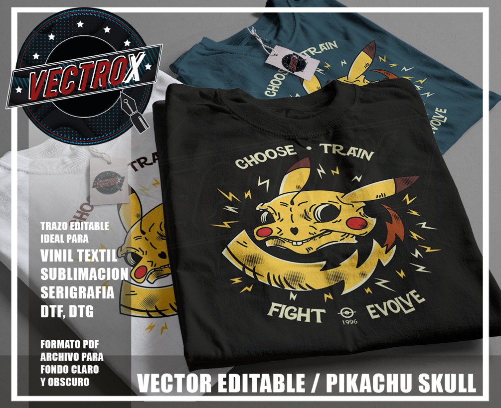 Vector Editable - Pikachu Skull