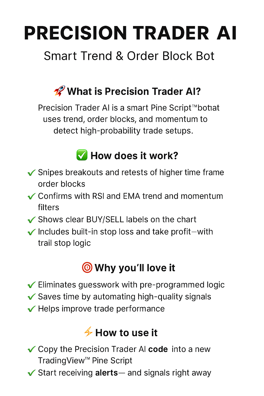 Precision Trader AI - Smart Trend & Order Block Bot