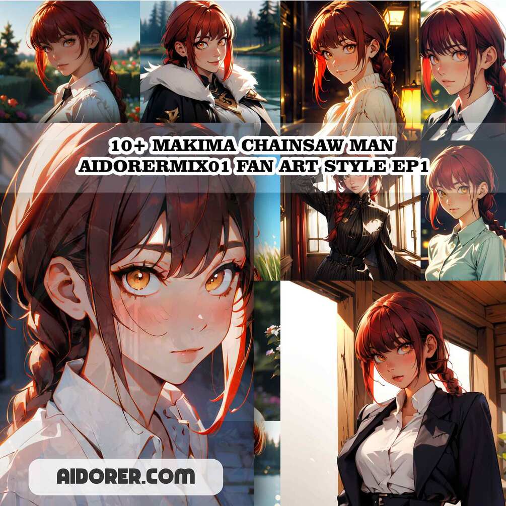 10+ MAKIMA CHAINSAW MAN AIDORERMIX01 FAN ART STYLE EP1