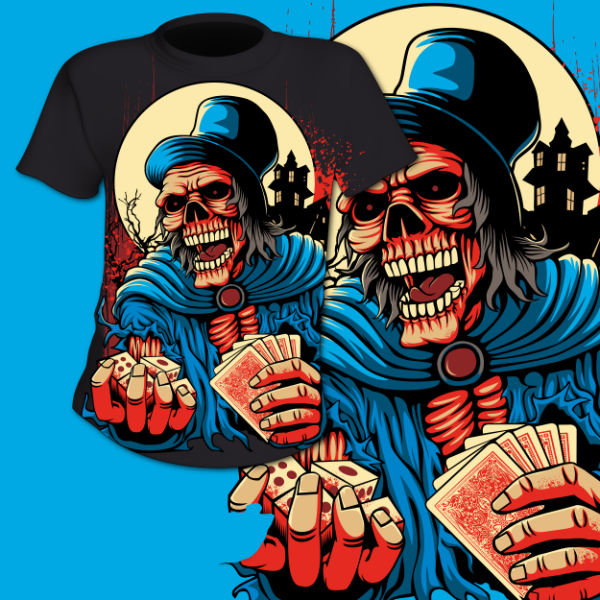 Halloween Gambling Skeleton Vector Art – T-Shirt Design (EPS/AI)