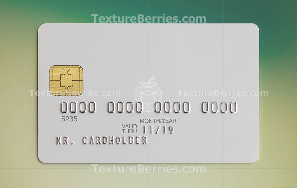Blank white bank card on colorful background