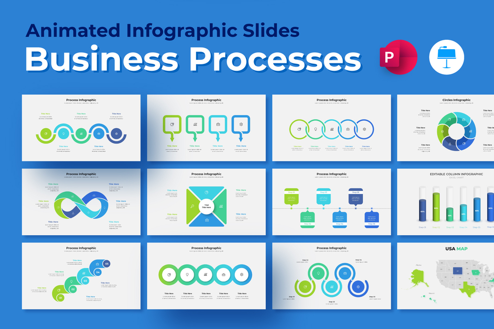Free Animated PowerPoint Processes Infographics
