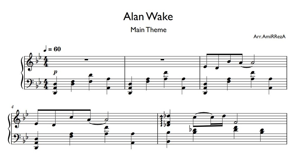 Alan Wake - Main Theme [Sheet Music]
