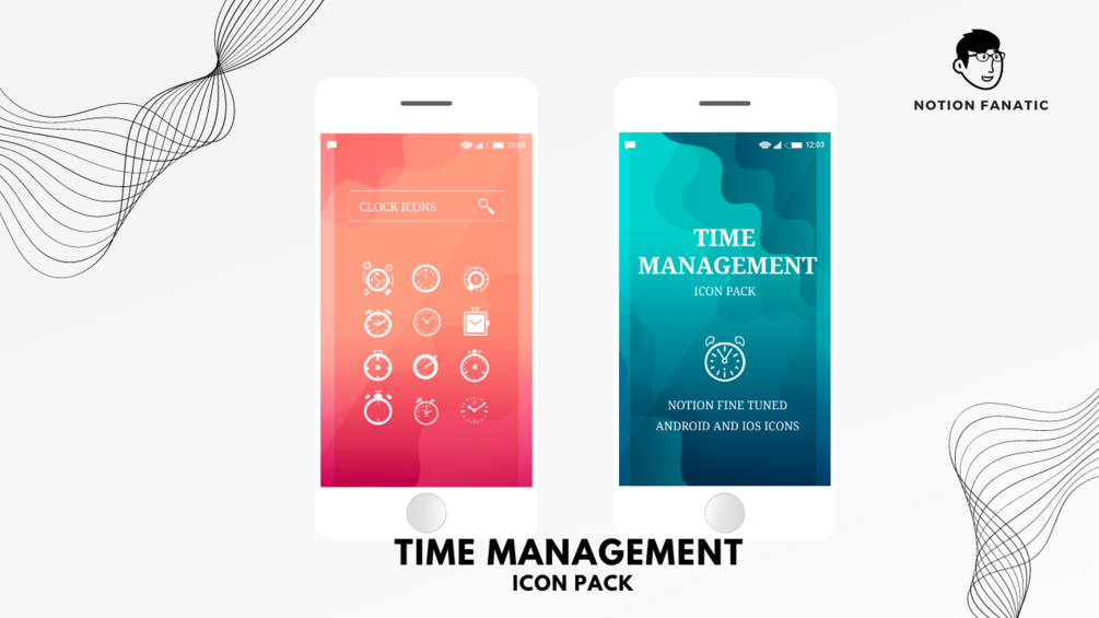 Time Management Icon Pack For Notion & IOS, Android themes