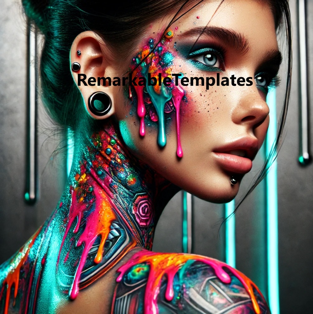 Sci-Fi Dripping Tattoo Portrait – High-Resolution Digital Download