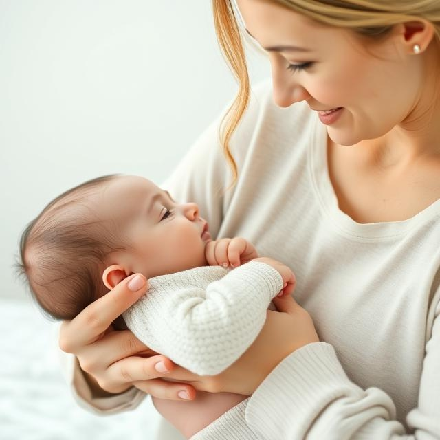 "A mother gently applying baby lotion on her infant’s delicate skin ...