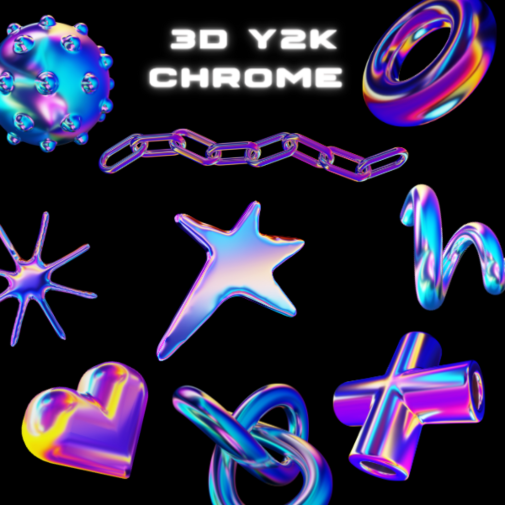 3D Y2k Chrome Assets Abstract Shapes Pack