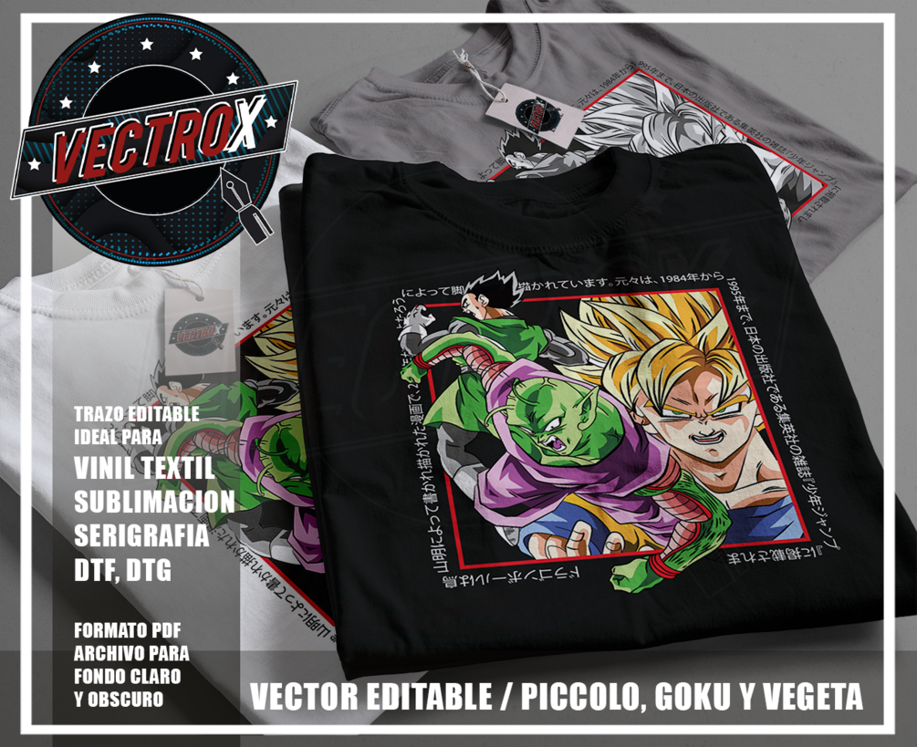 Vector Editable - Piccolo Goku Y Vegeta