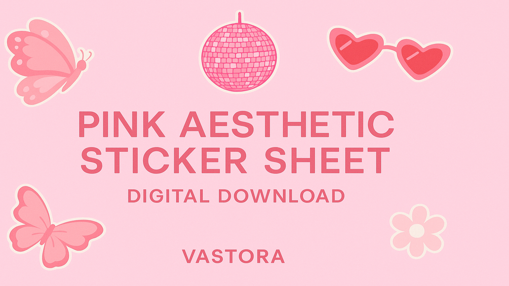 Pink Aesthetic Sticker Sheet – Digital Download
