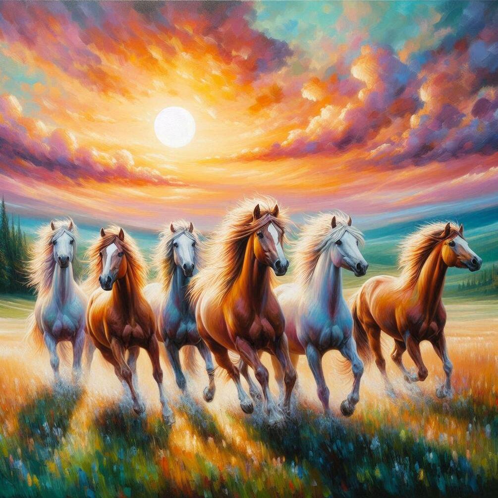 🐎 Unlock Positive Energy and Success with Seven Running Horses Painting 🌟