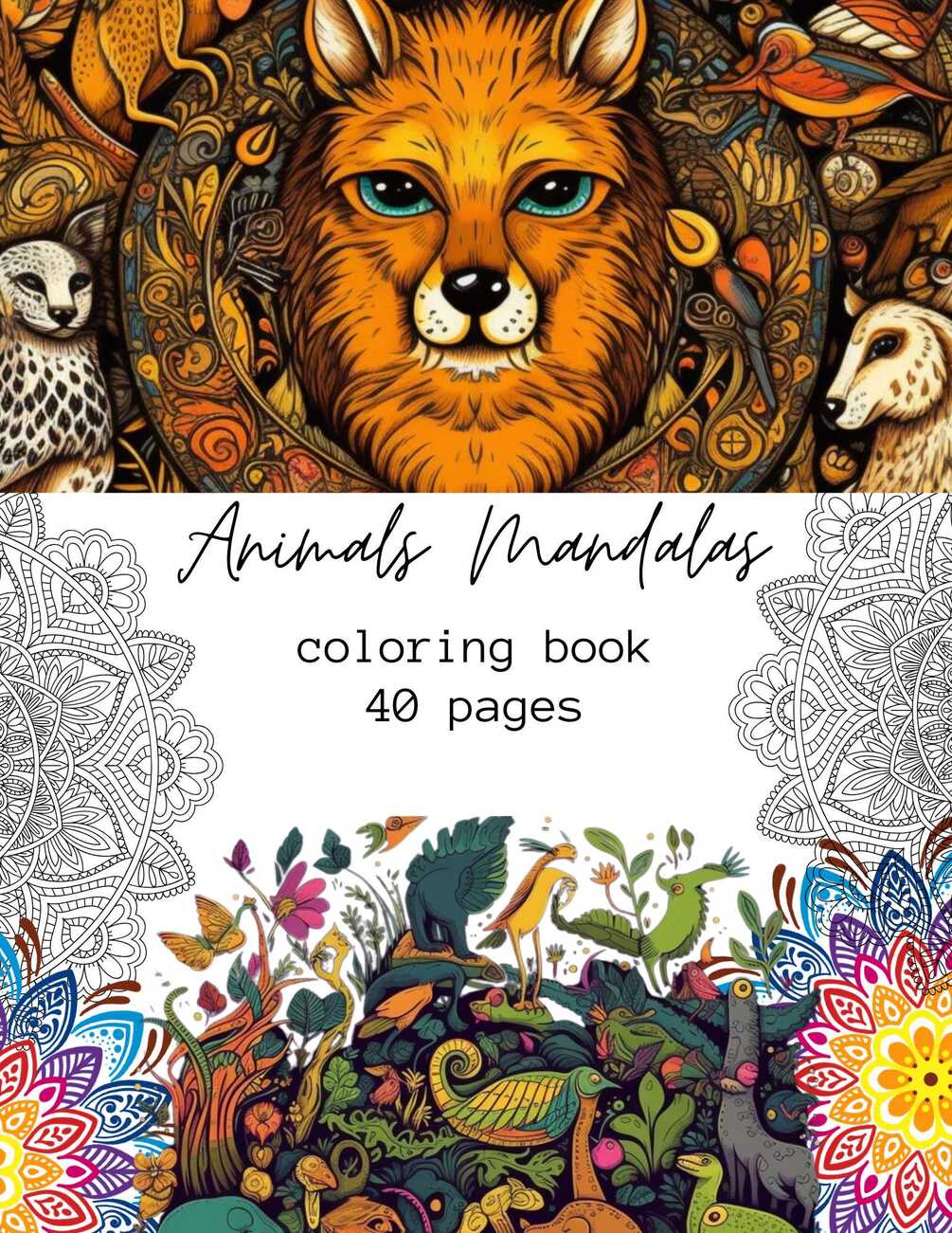40 Pages Animal Mandala Coloring Book | Stress Relief Relaxation ...