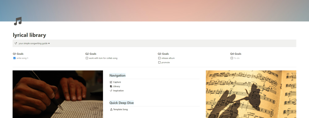 Notion | Lyrical Library Template