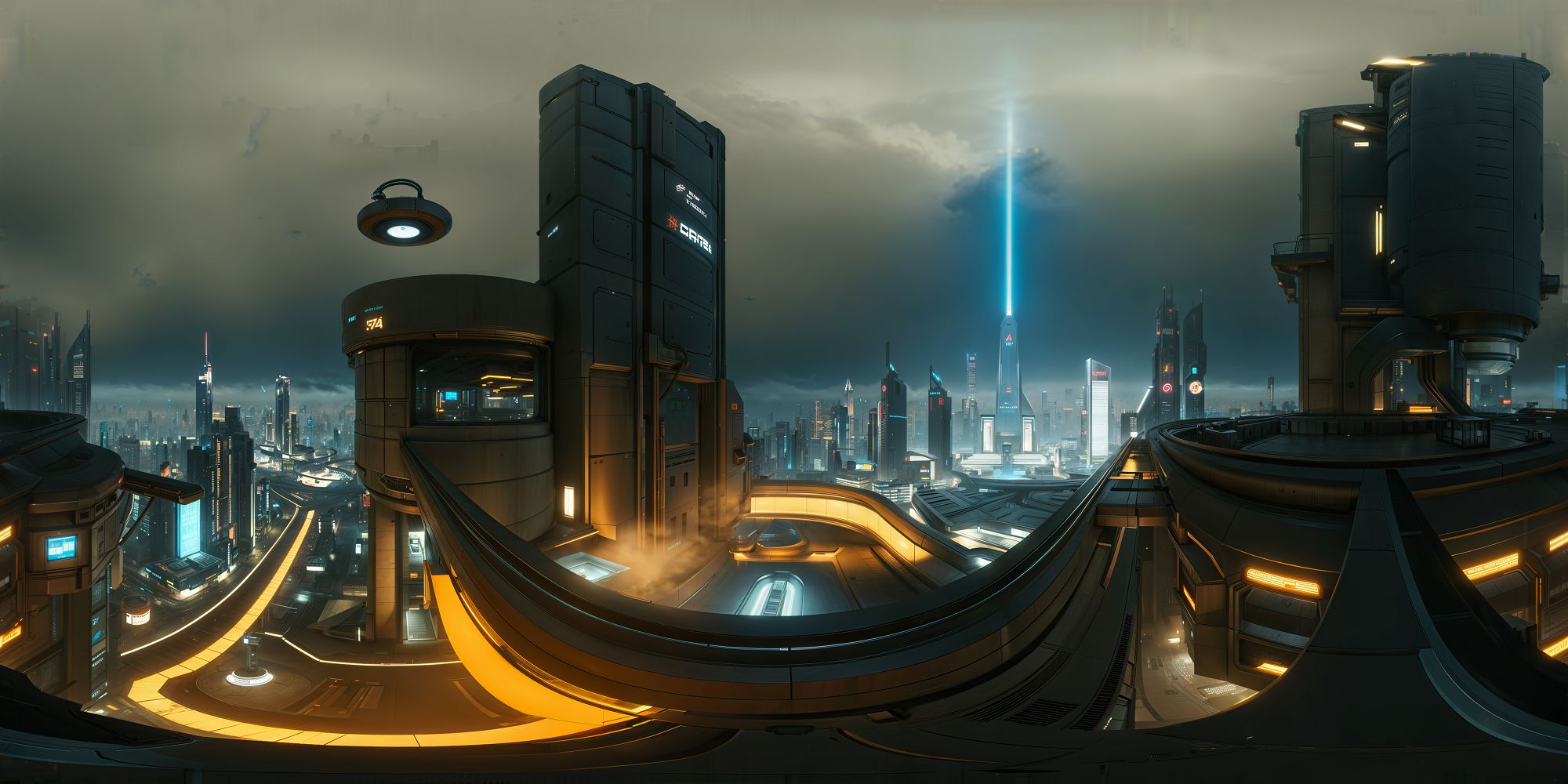 8K HDR Futuristic Urban Metropolis Background