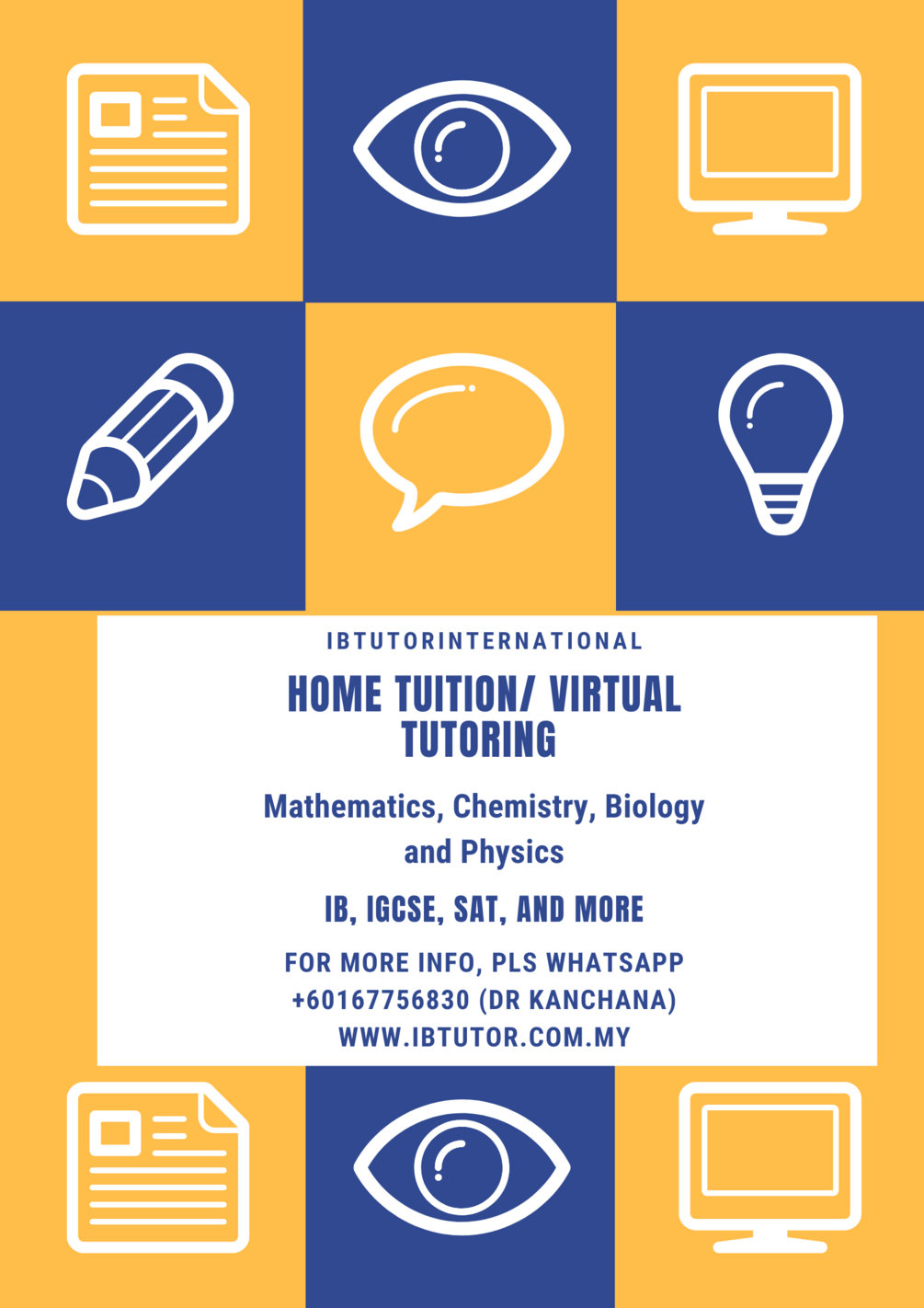 Math, Chemistry, Biology & Physics tutoring
