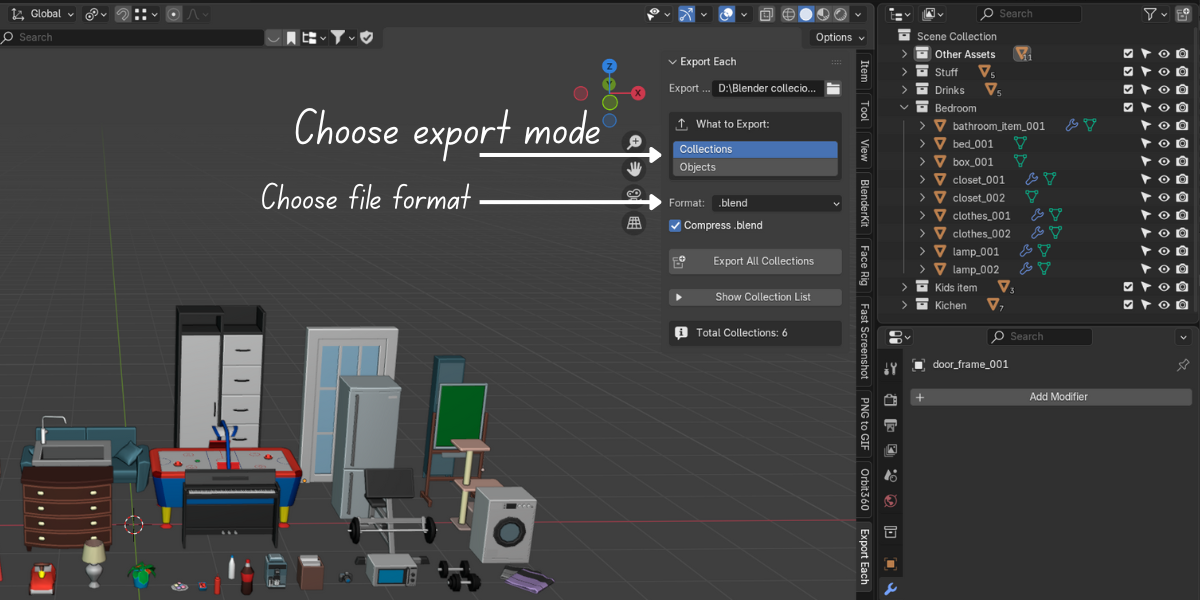 Export Each — One-Click Object/Collection Export into separate Blender ...