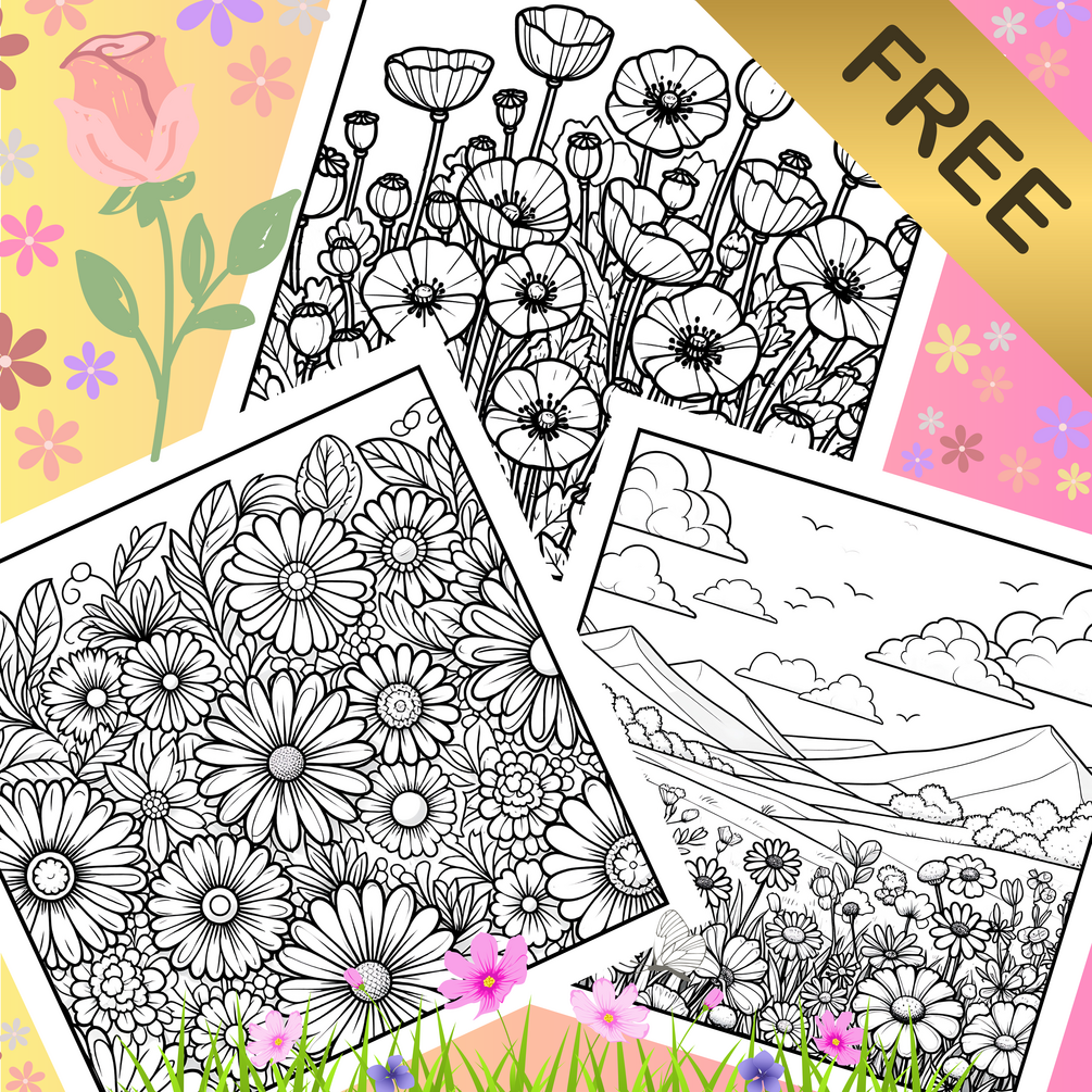 FREE Field of Flowers Coloring Pages