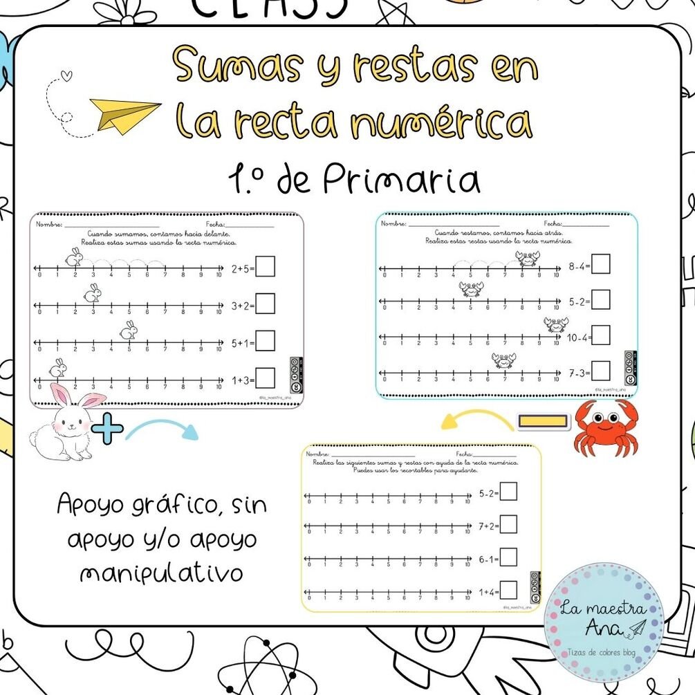 SUMAS Y RESTAS RECTA NUMÉRICA 1.º DE PRIMARIA