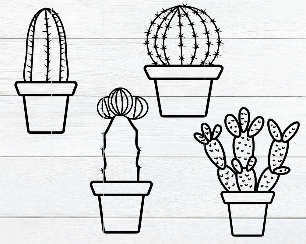 Potted Cactus SVG/Clip Art Bundle