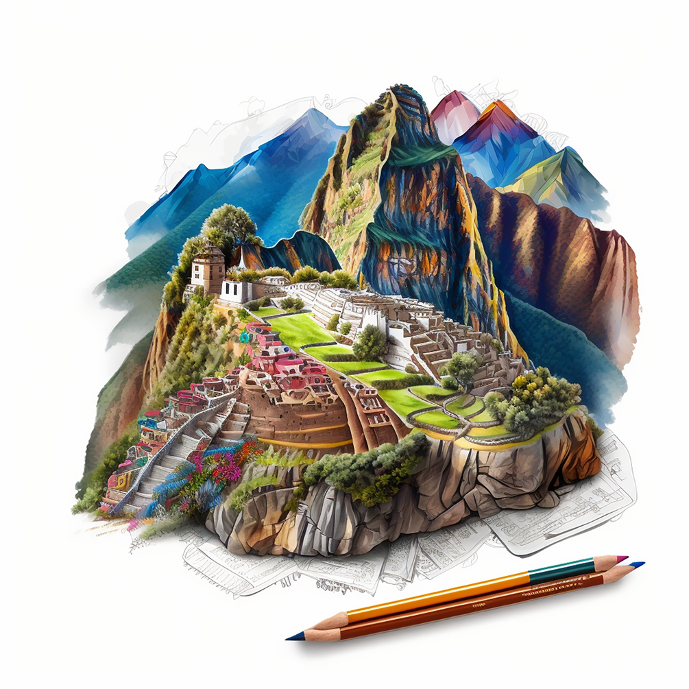 coloring book : Machu Picchu in Peru