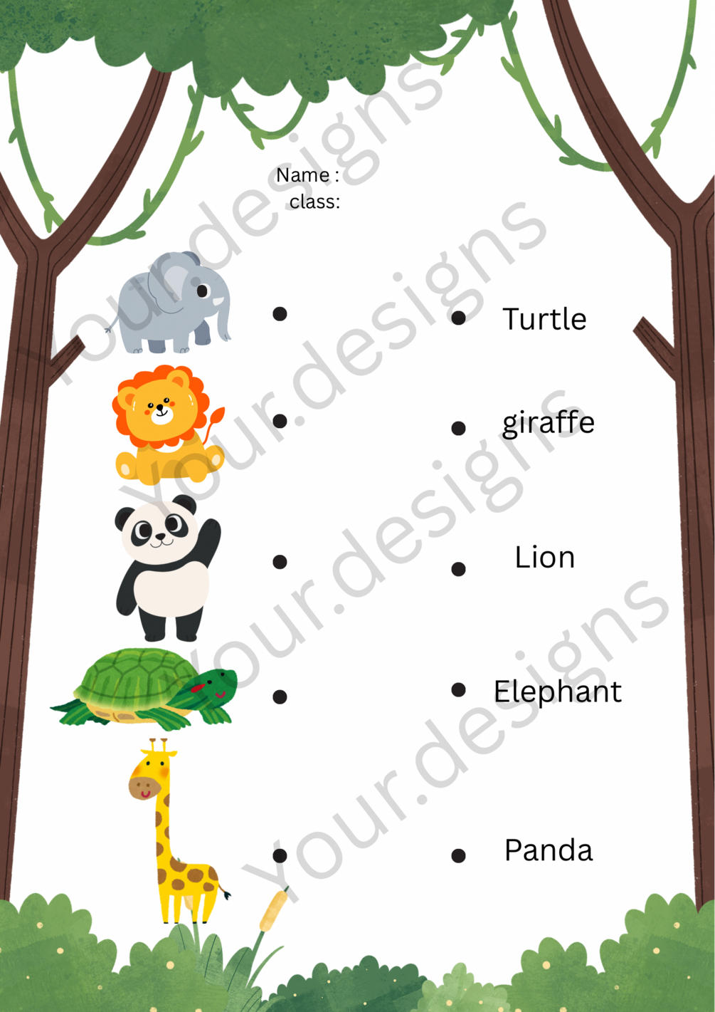 Match the animal with its name #1 educational