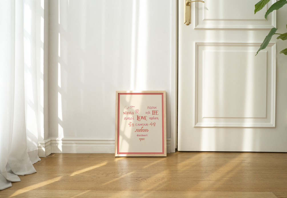 Love In Many Languages Wall Art Digital Print [Shebert Pink]