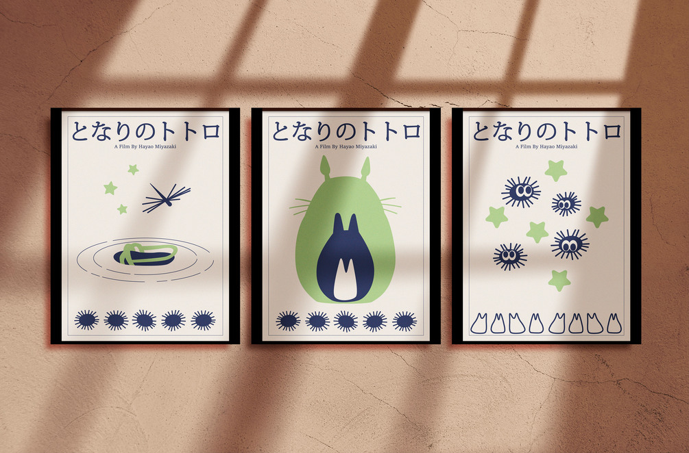 Totoro Posters, Digital artwork, digital download, Graphic design ...