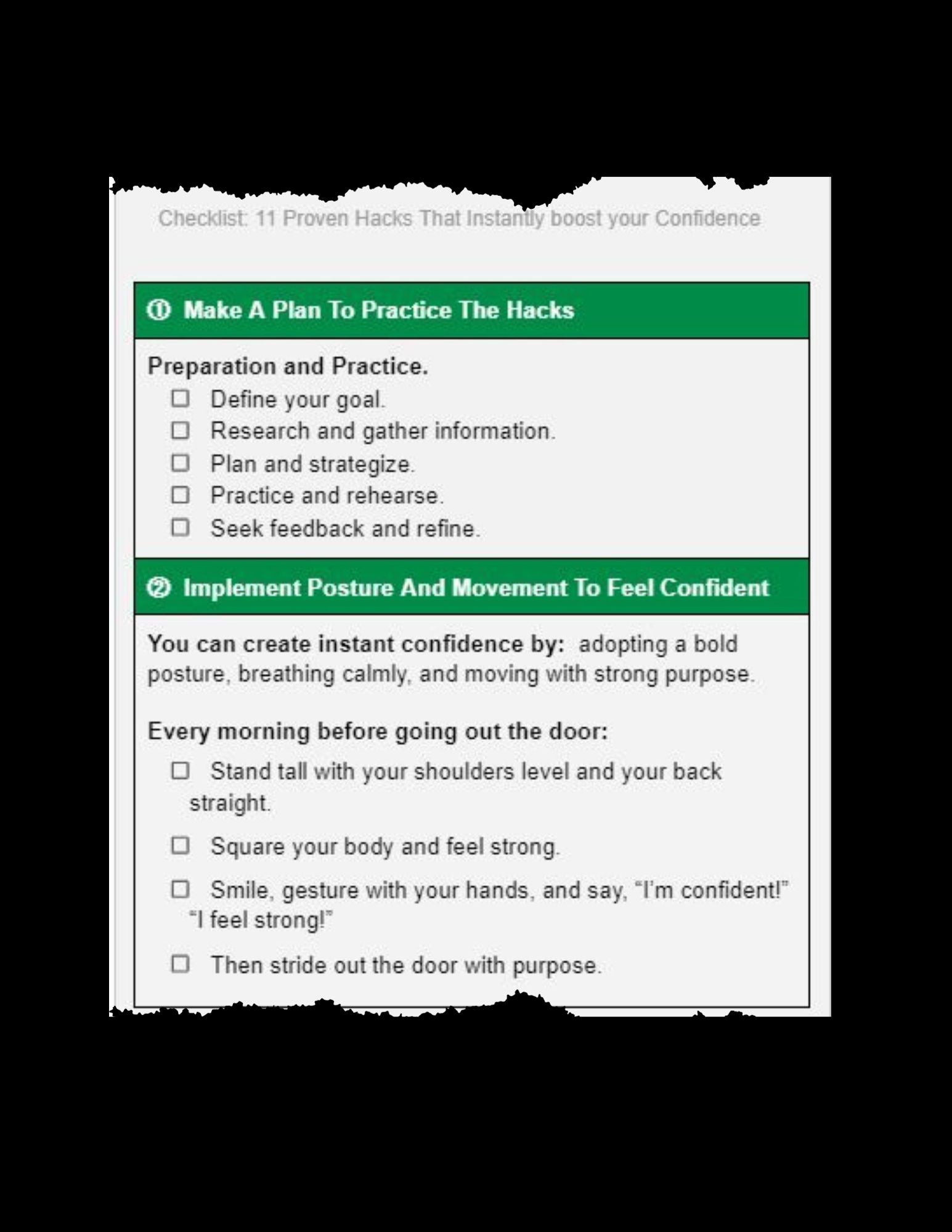 11 Proven Hacks That INSTANTLY boost your Confidence Checklist ...